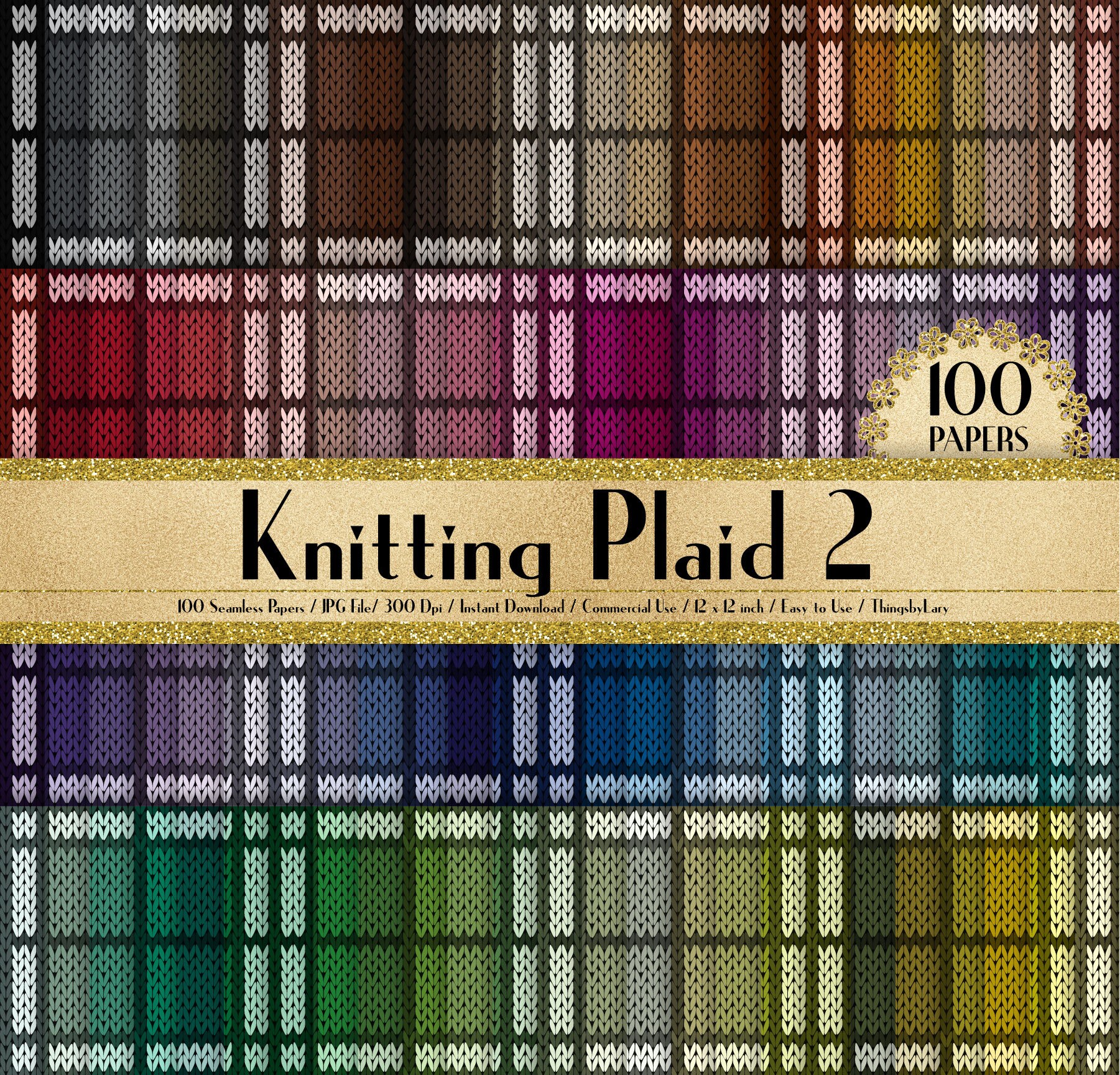 100 Seamless Knitting Plaid Papers 300 Dpi Planner Paper | Etsy