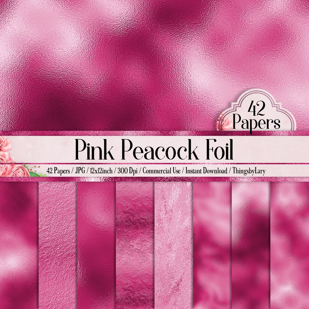 42 Pink Peacock Foil Papers 12 Inch 300 Dpi Planner Paper Commercial ...