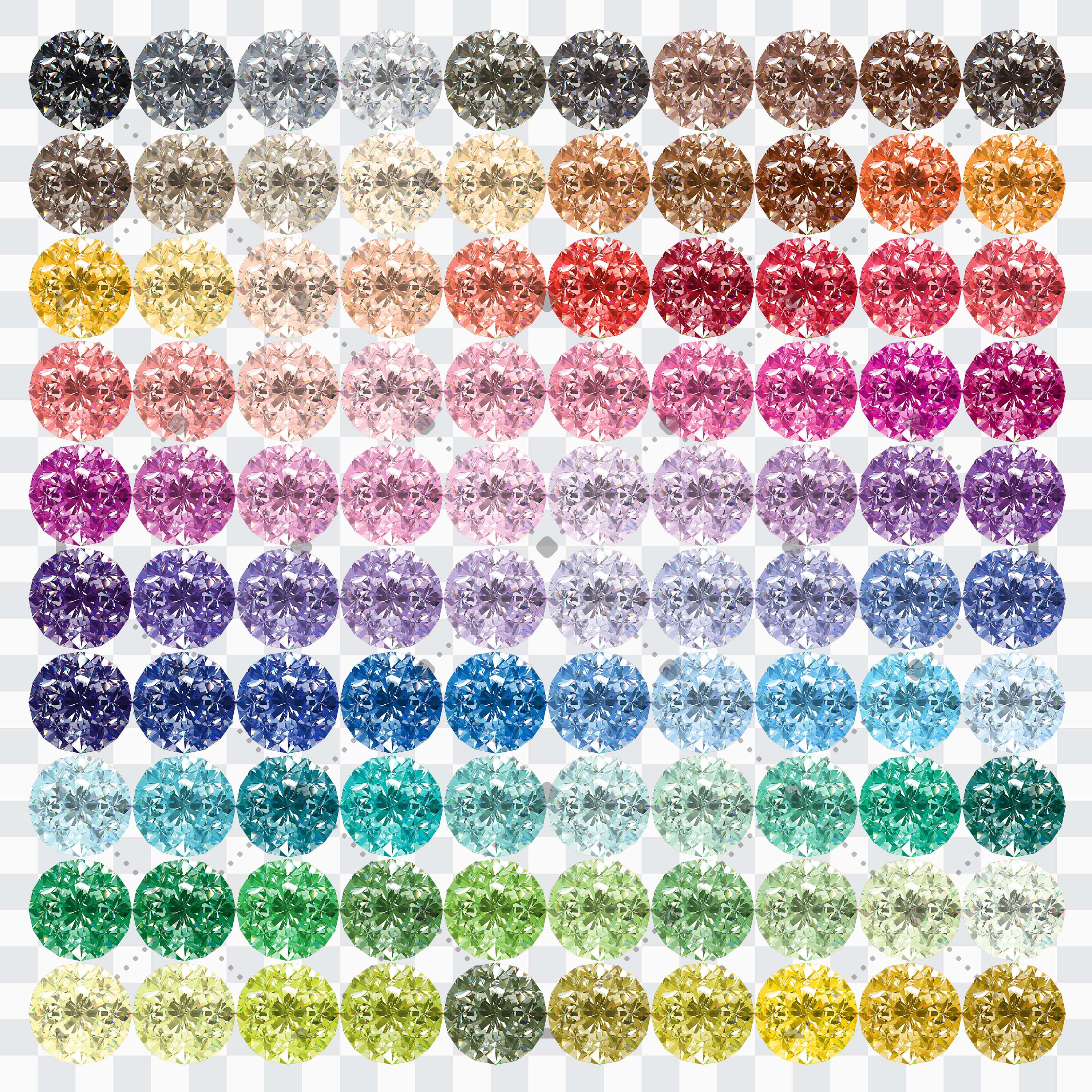 100 Real Round Diamond Cliparts,300 Dpi,instant Download,commercial Use ...