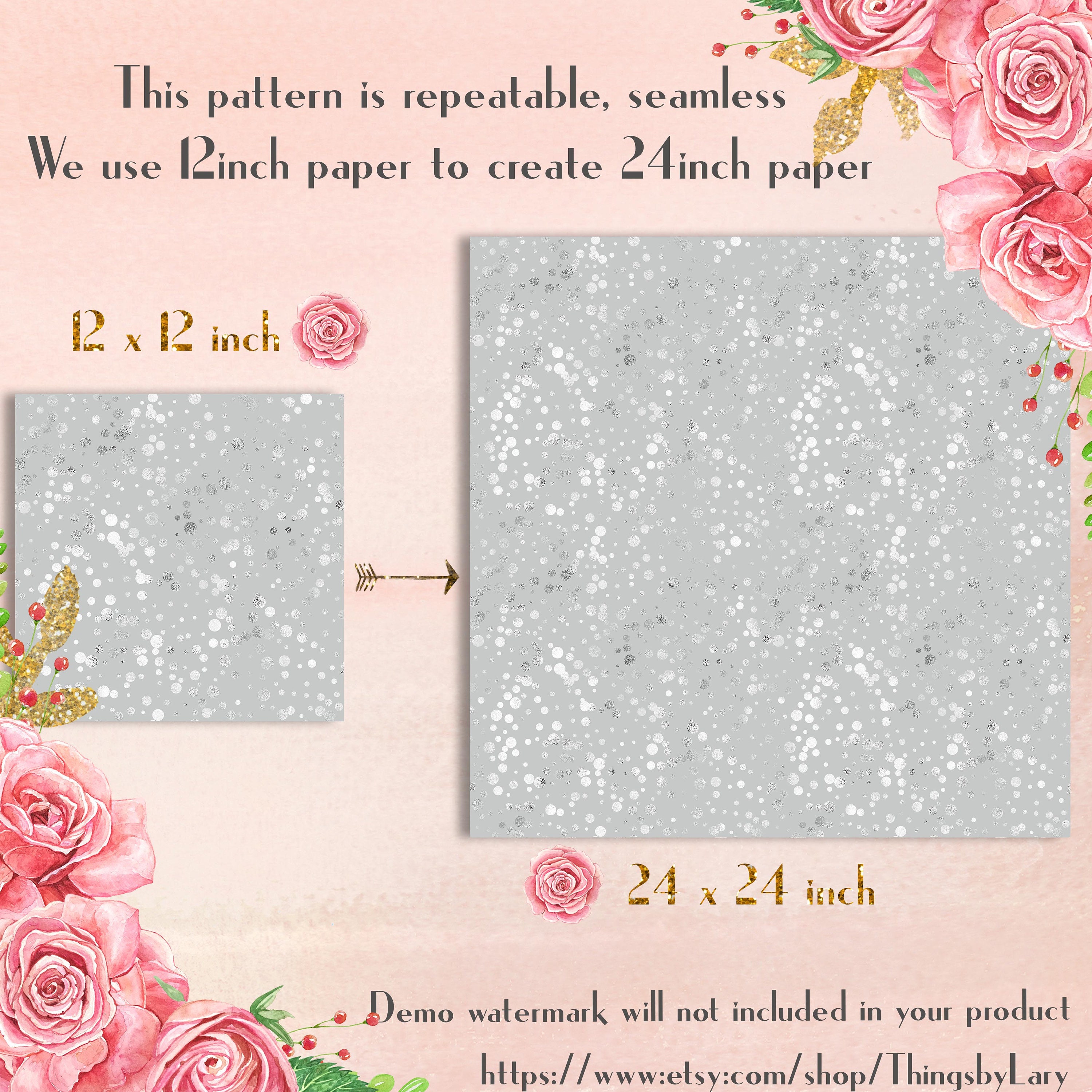100 Seamless Color Metallic Foil Confetti Digital Papers 12x12" 300 Dpi ...