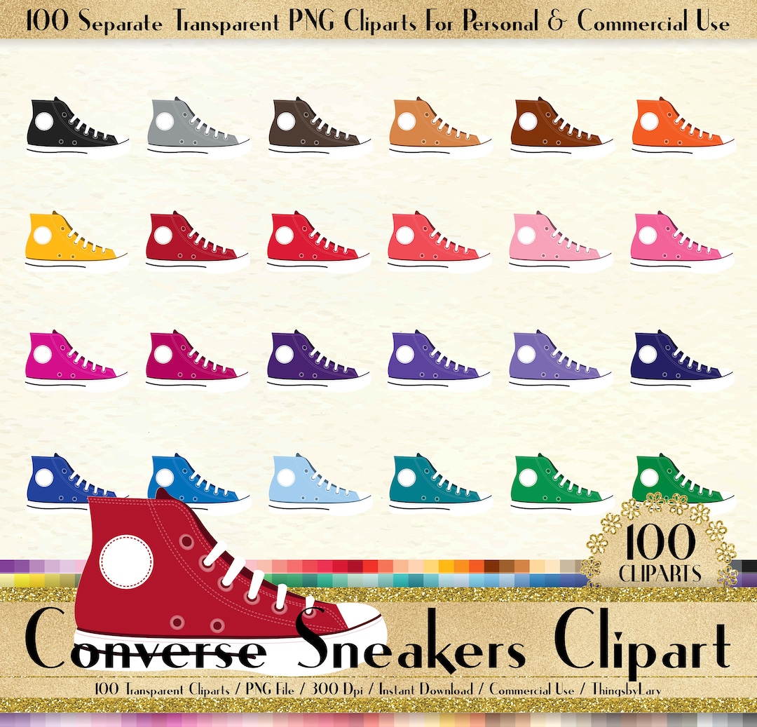 100 Chuck Allstar Sneakers Clipart, Converse Sneakers Clipart, 100 PNG ...