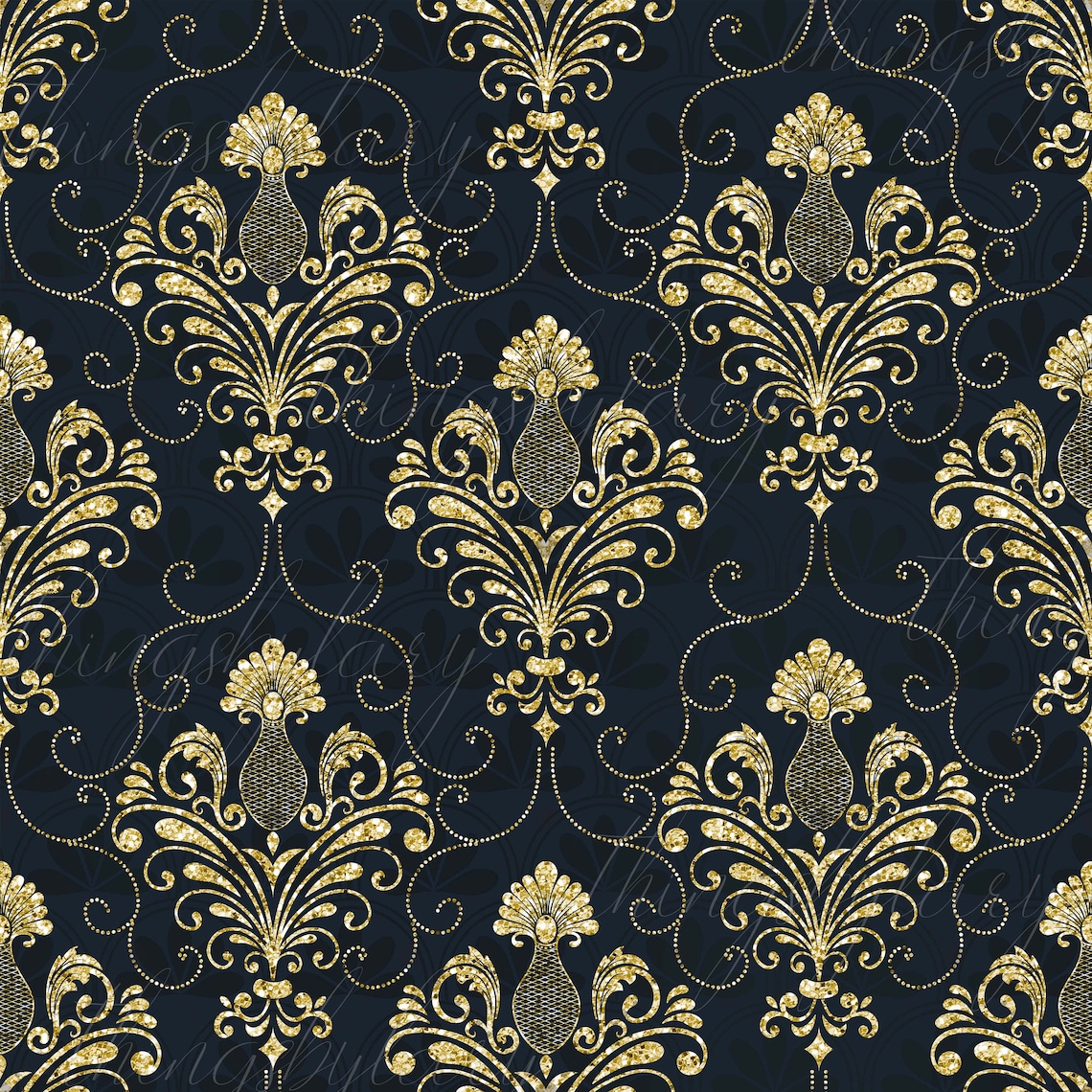 42 Gold Glitter Seamless Damask Ornament Overlays 12inch - Etsy