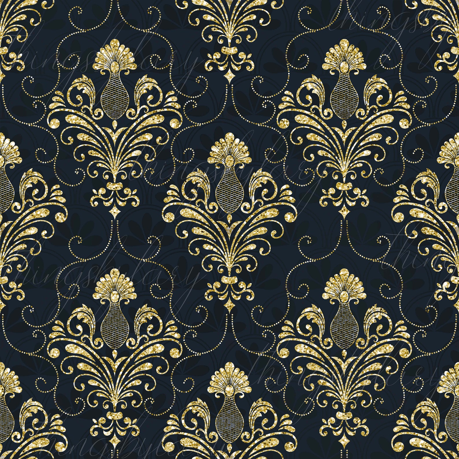 42 Gold Glitter Seamless Damask Ornament Overlays 12inch | Etsy