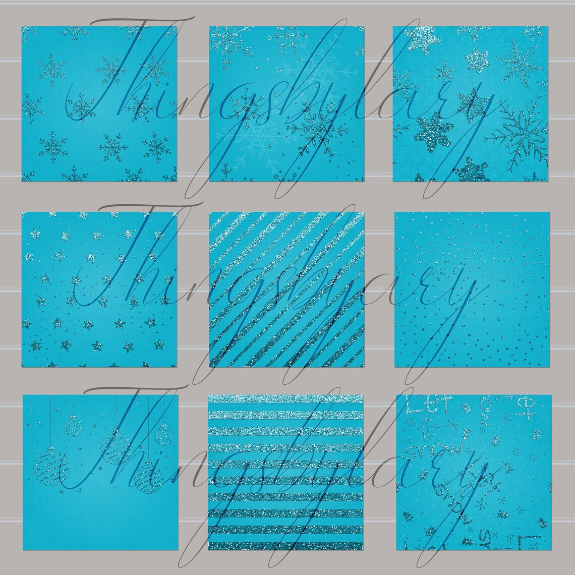 16 Blue Glitter Christmas Digital Papers 12 300 Dpi | Etsy