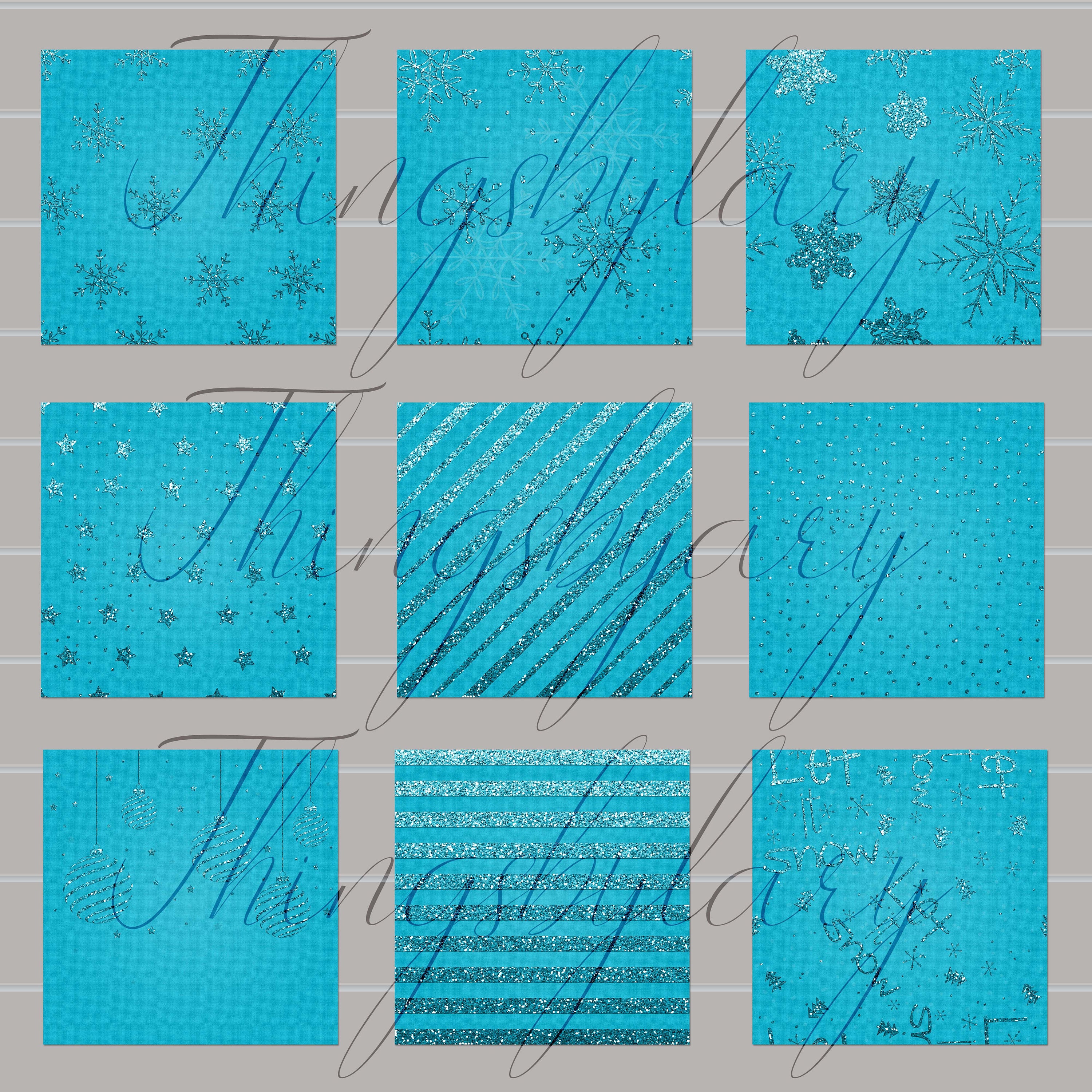 16 Blue Glitter Christmas Digital Papers 12 300 Dpi - Etsy