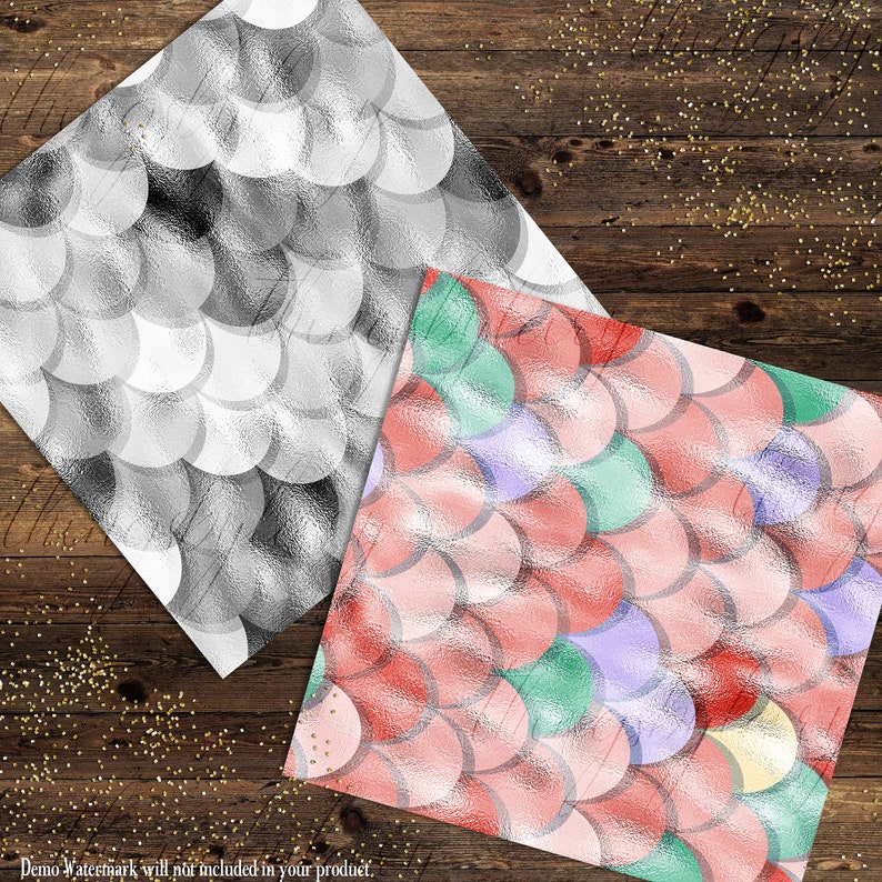 26 Seamless Foil Mermaid Dragon Fish Scale Digital Papers - Etsy