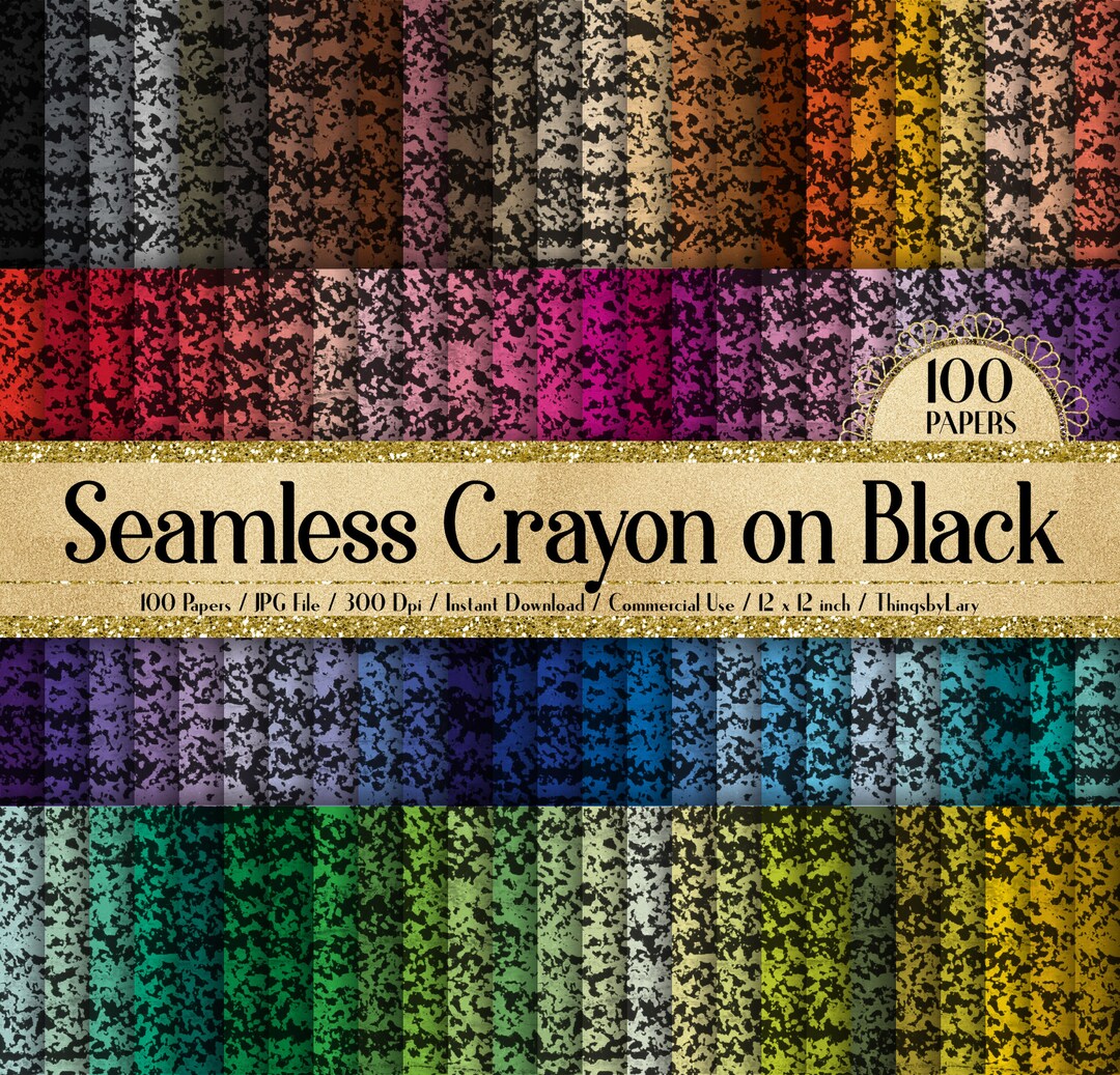 100 Seamless Crayon Texture on Black Digital Papers Commercial Use ...