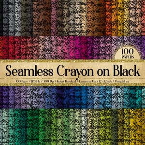 100 Seamless Crayon Texture on Black Digital Papers Commercial Use ...