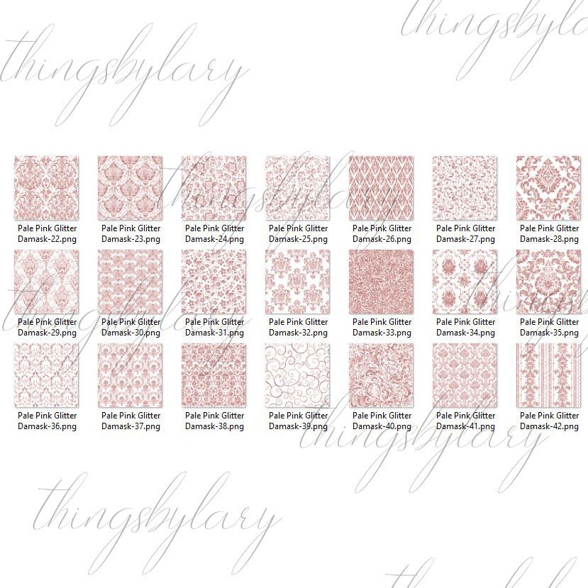 42 Pale Pink Peach Glitter Seamless Damask Ornament Overlays ...