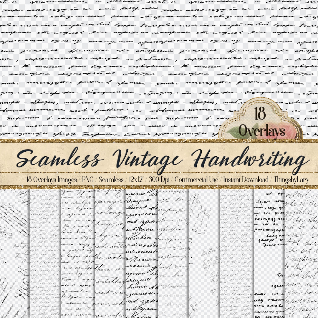 18 Seamless Black Vintage Handwriting Transparent Overlay PNG ...