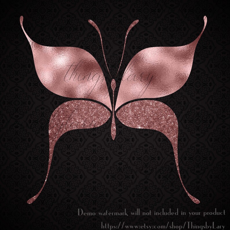 30 Rosegold Glitter Foil Butterfly Digital Images 300 Dpi - Etsy