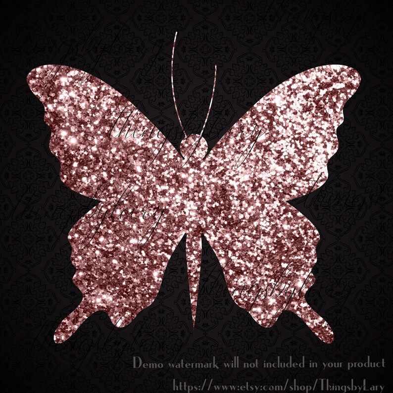 30 Rosegold Glitter Foil Butterfly Digital Images 300 Dpi - Etsy