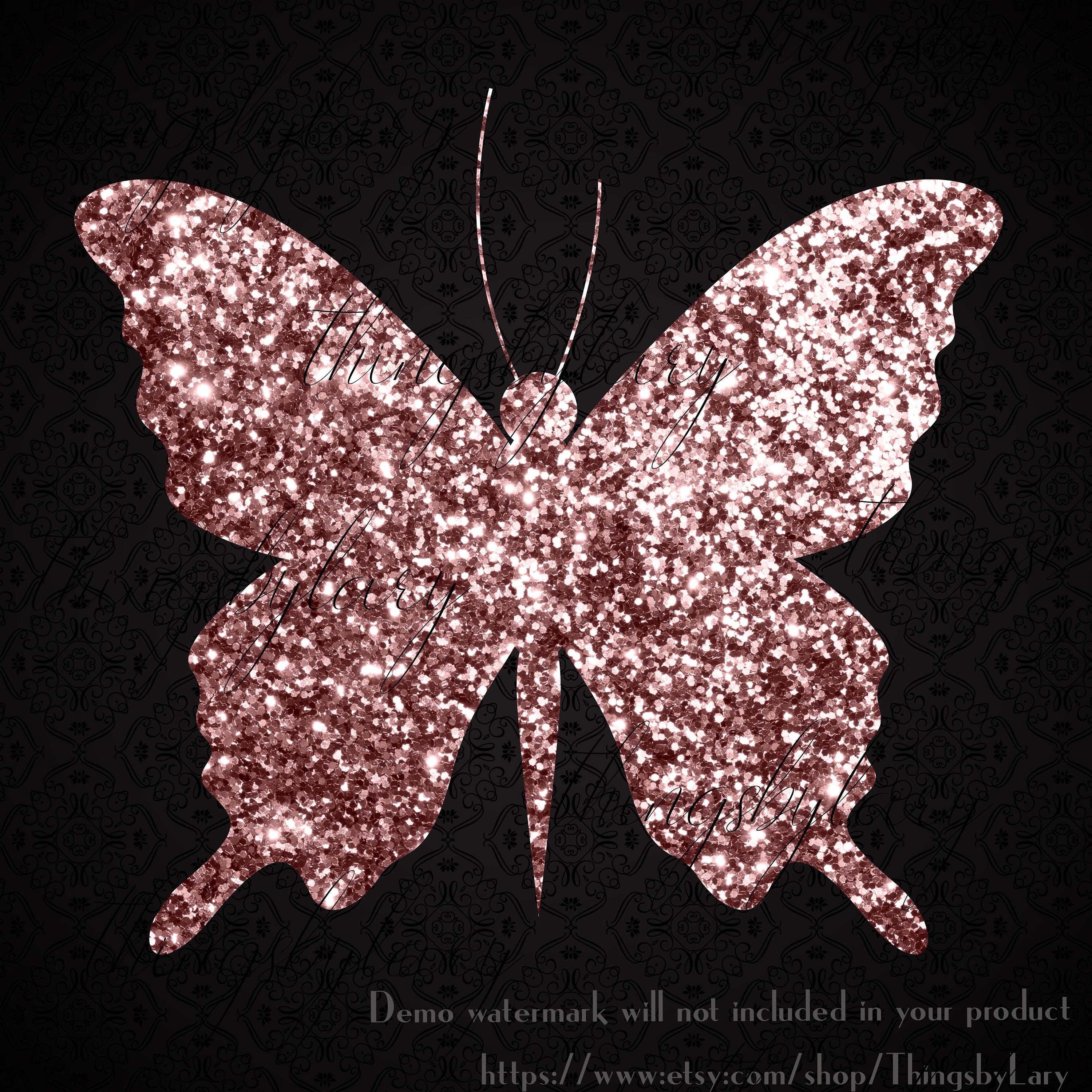 30 Rosegold Glitter Foil Butterfly Digital Images 300 Dpi - Etsy