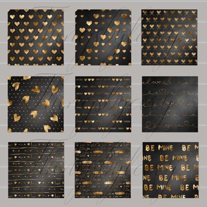 30 Black and Gold Valentine Heart Love Digital Papers 12 Inch 300 Dpi ...