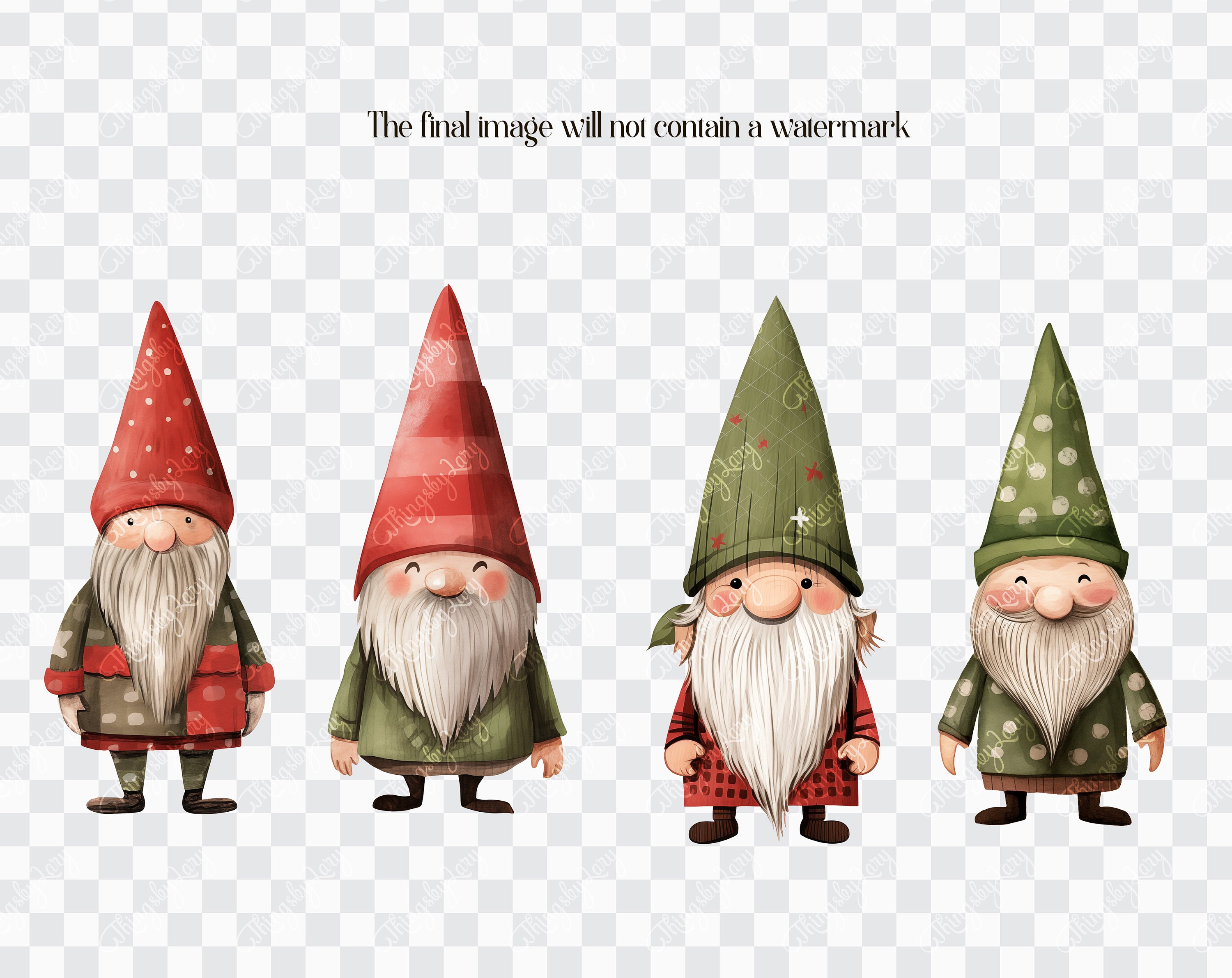 36 Christmas Gnomes Green Red Theme PNG Clip Arts Commercial Use Merry ...
