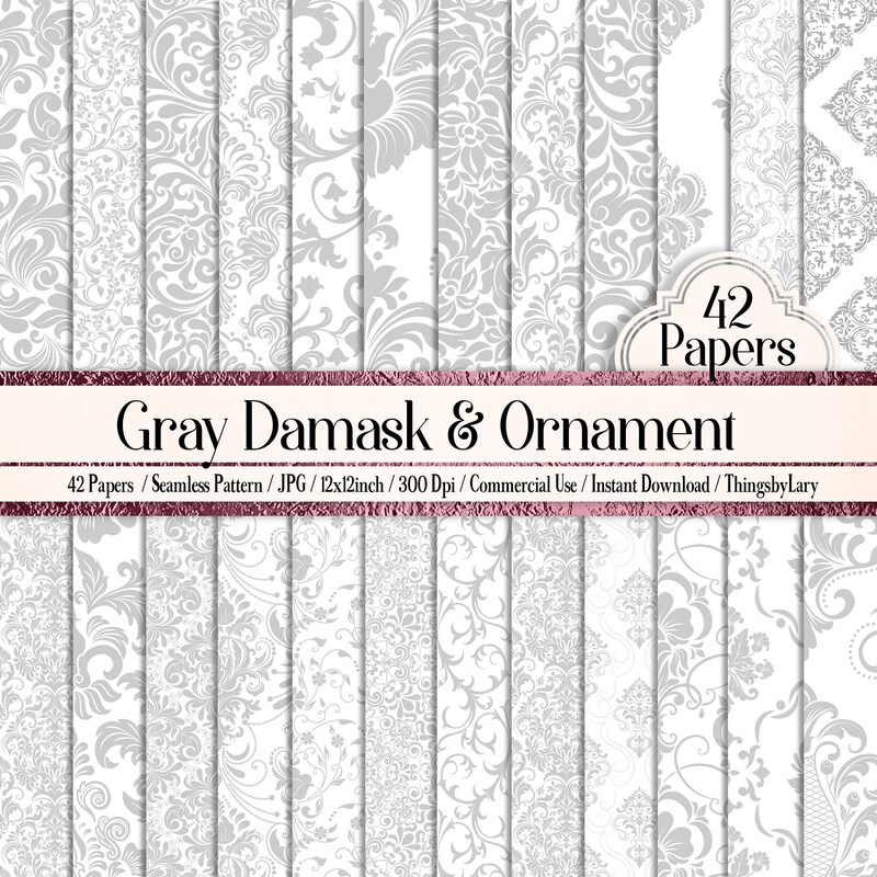 Gray Damask - Etsy
