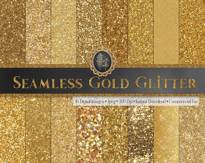 16 Seamless Gold Glitter Animal Skin Prints Digital Papers 12" 300 Dpi ...