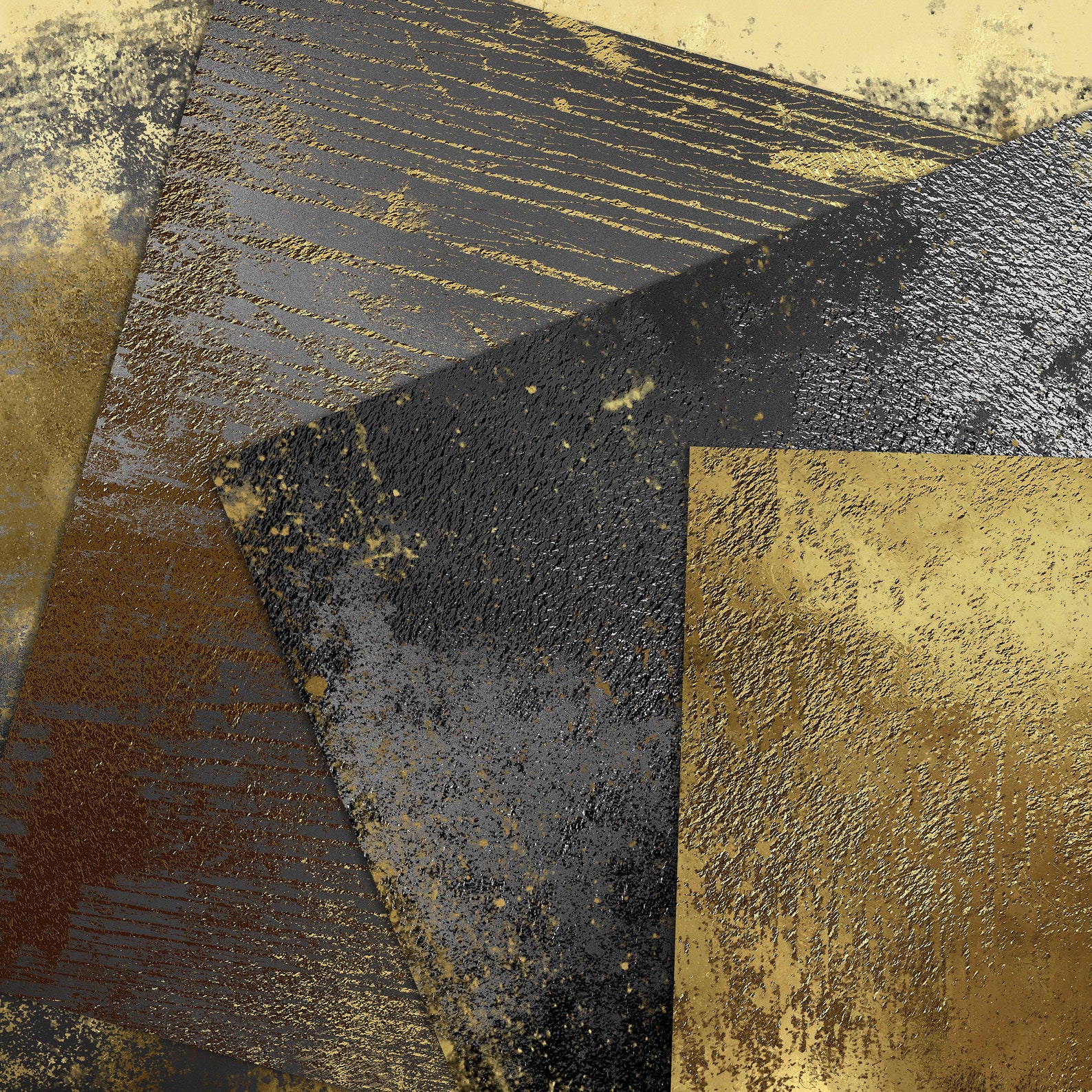16 Distressed Metallic Gold Foil and Black Digital Papers - Etsy