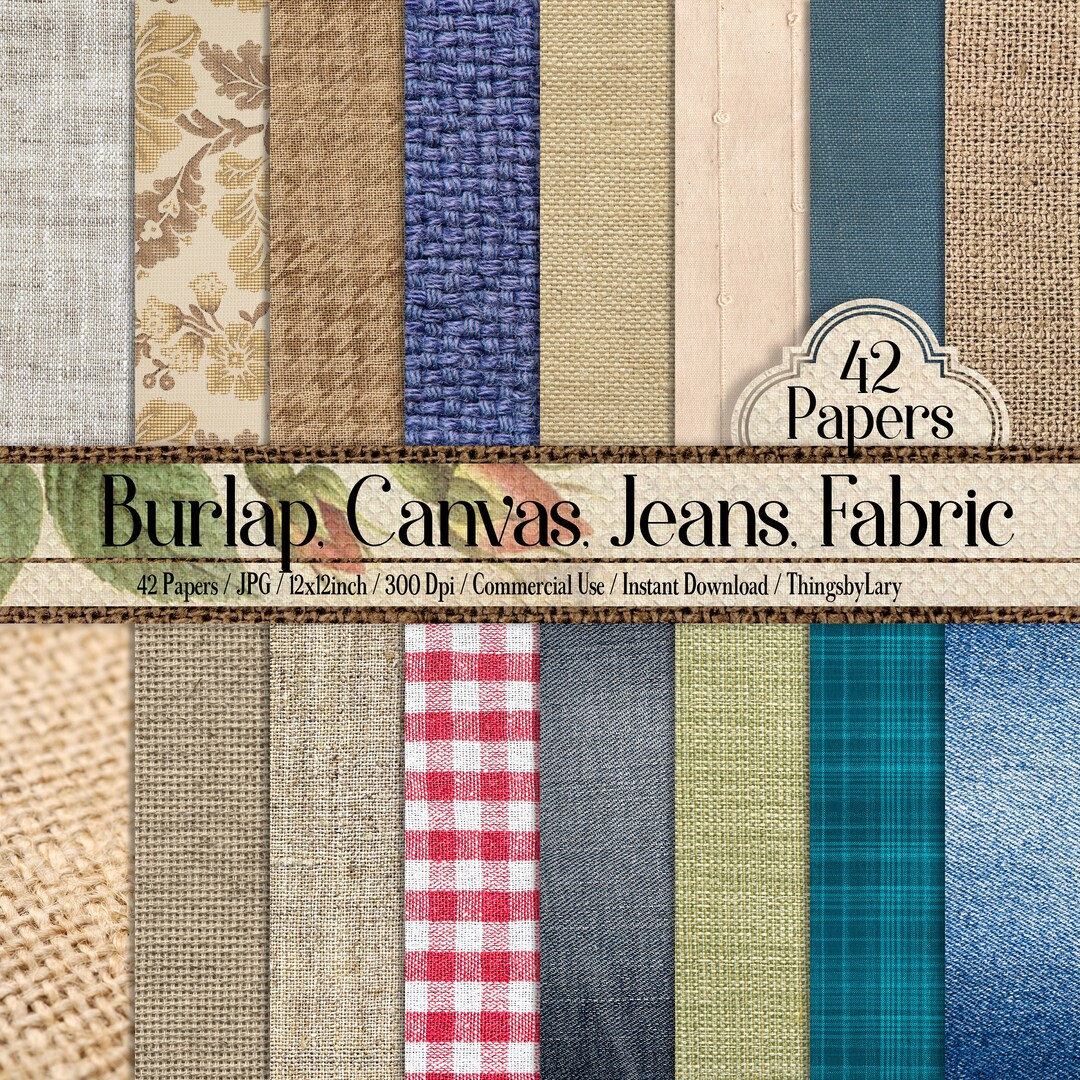 42 Different Fabric Texture Papers Burlap, Canvas, Jeans, Denim, Plaid ...