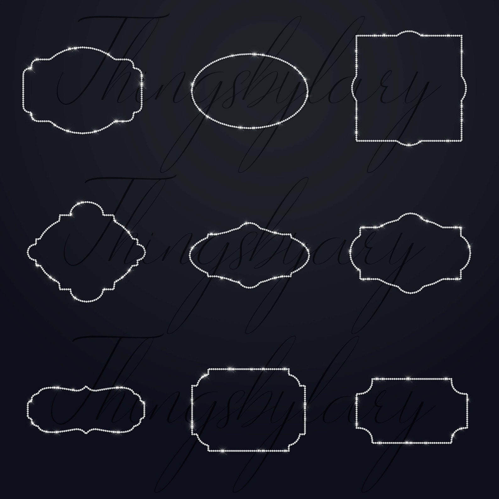 30 Real Diamond Frames Clip Arts 300 Dpi PNG Transparent Instant ...
