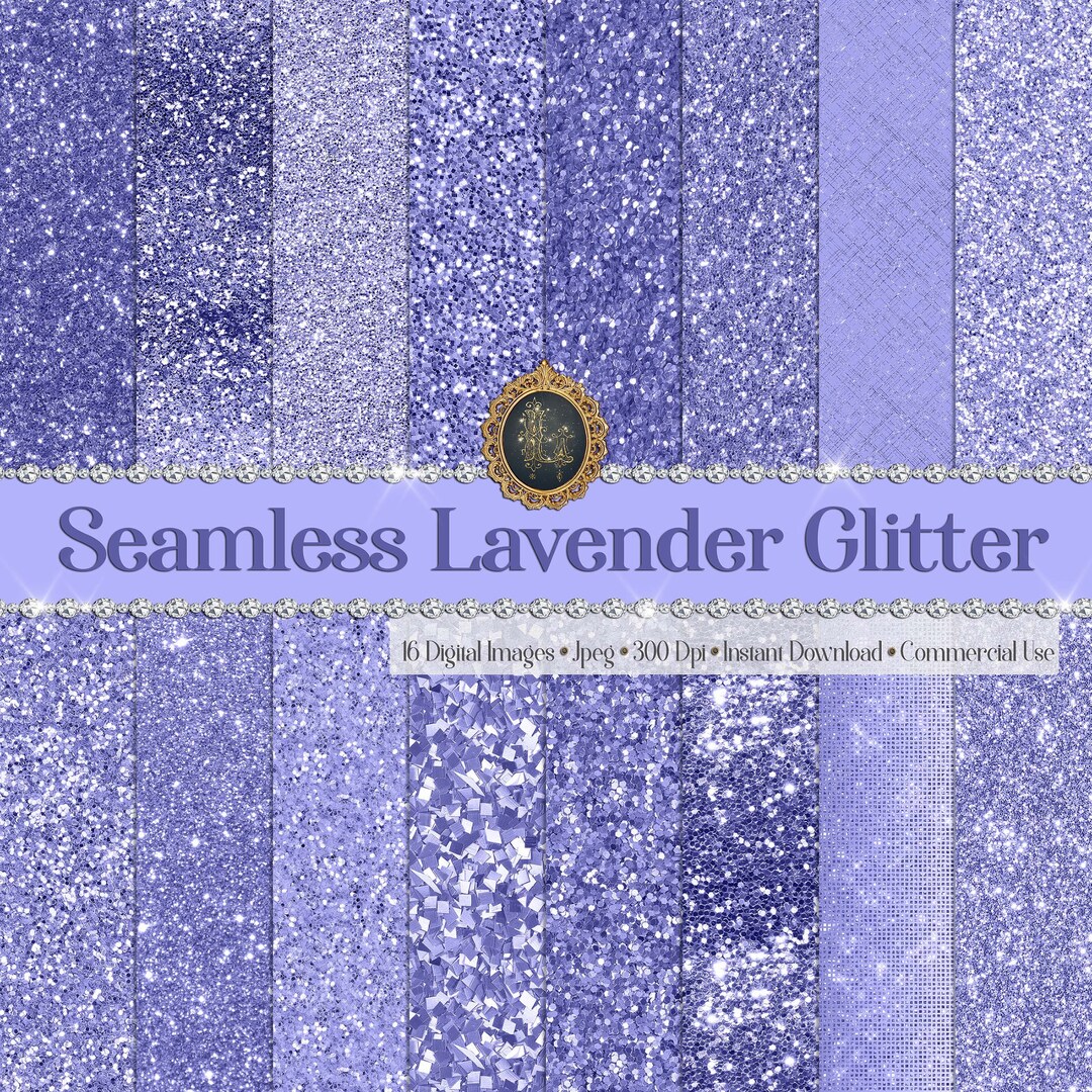 16 Seamless Lavender Glitter Digital Papers Commercial Use Shimmering ...