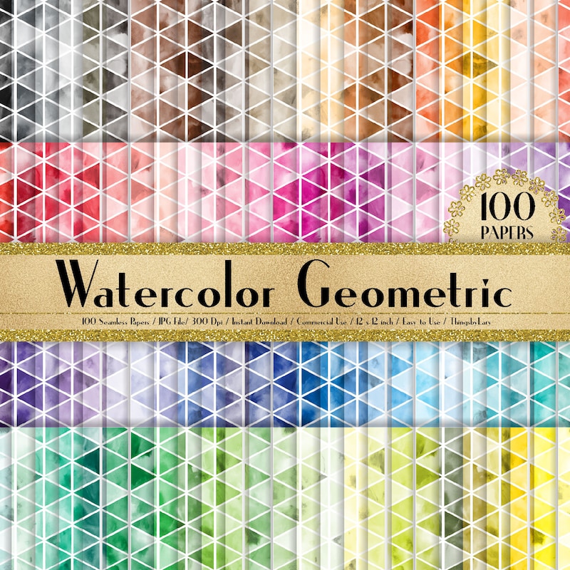 Geometric Watercolor - Etsy