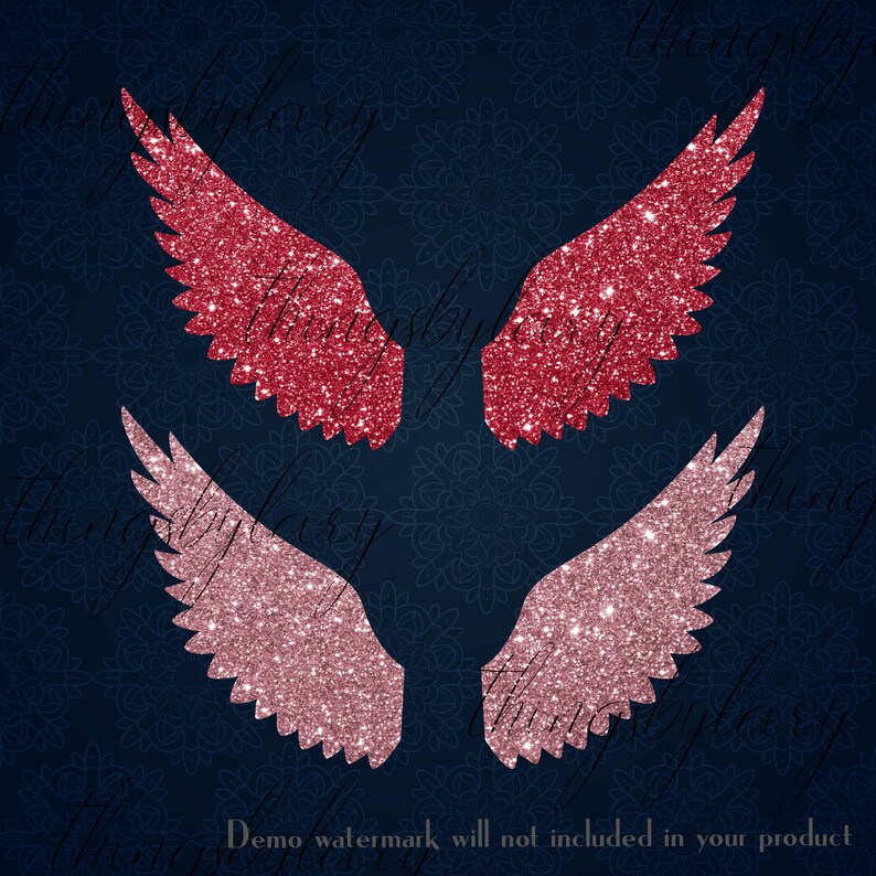 100 Glitter Angel Wings Clip Art 300 Dpi Instant Download - Etsy