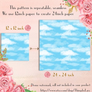 100 Seamless Cloud Star Sky Digital Papers 12x12" 300 Dpi Commercial ...