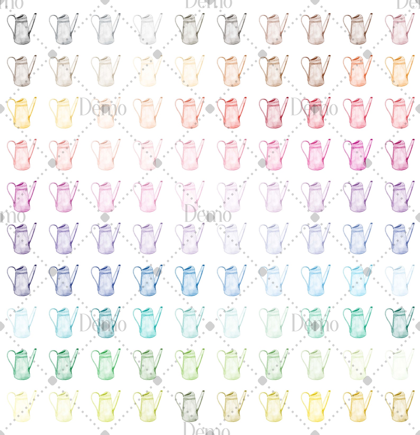 100 Hand Painted Watercolor Watering Can Clip Arts 300 Dpi Instant ...