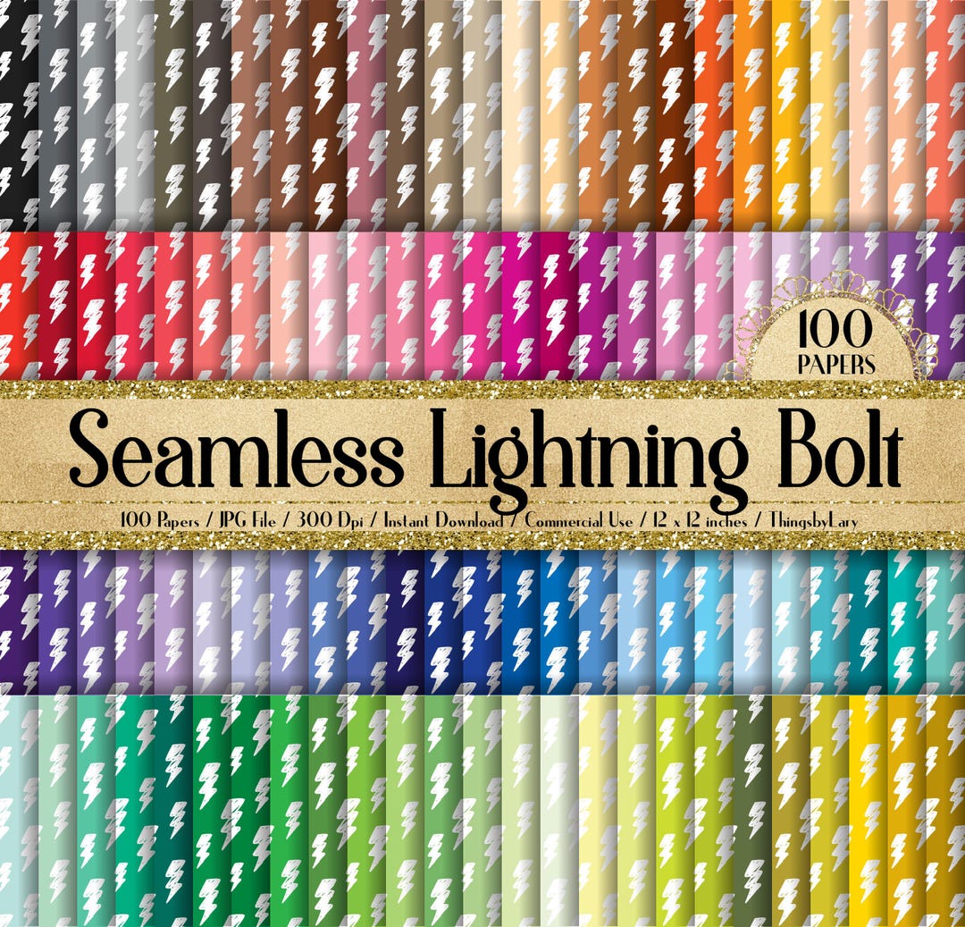 100 Seamless White Lightning Bolt Pattern Digital Papers Commercial Use ...