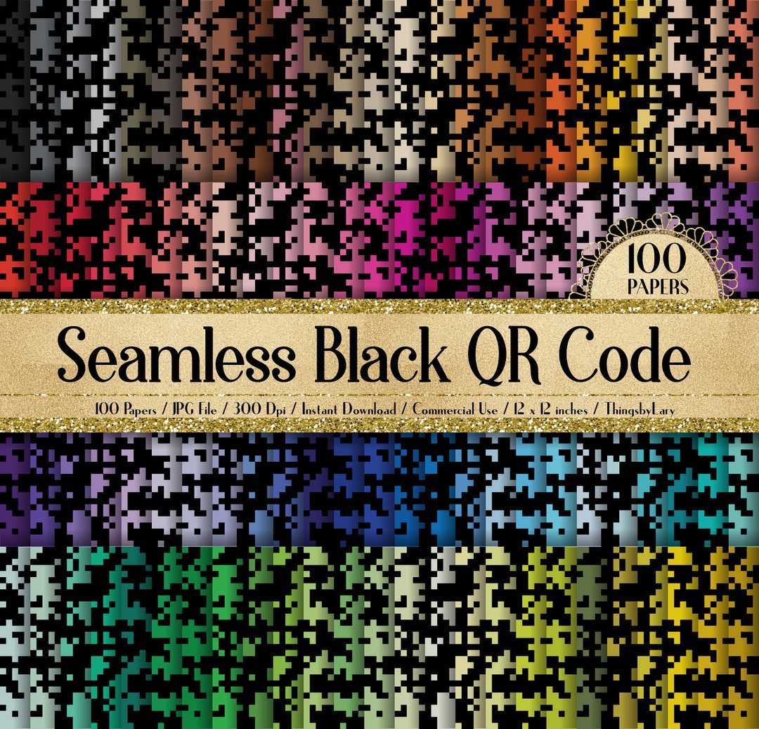 100 Seamless Black QR Code Digital Papers Commercial Use Seamless Pixel ...