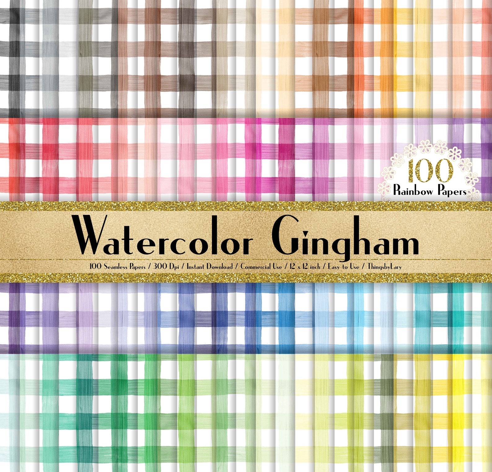 100 Seamless Watercolor Gingham Papers 12 Inch 300 Dpi - Etsy