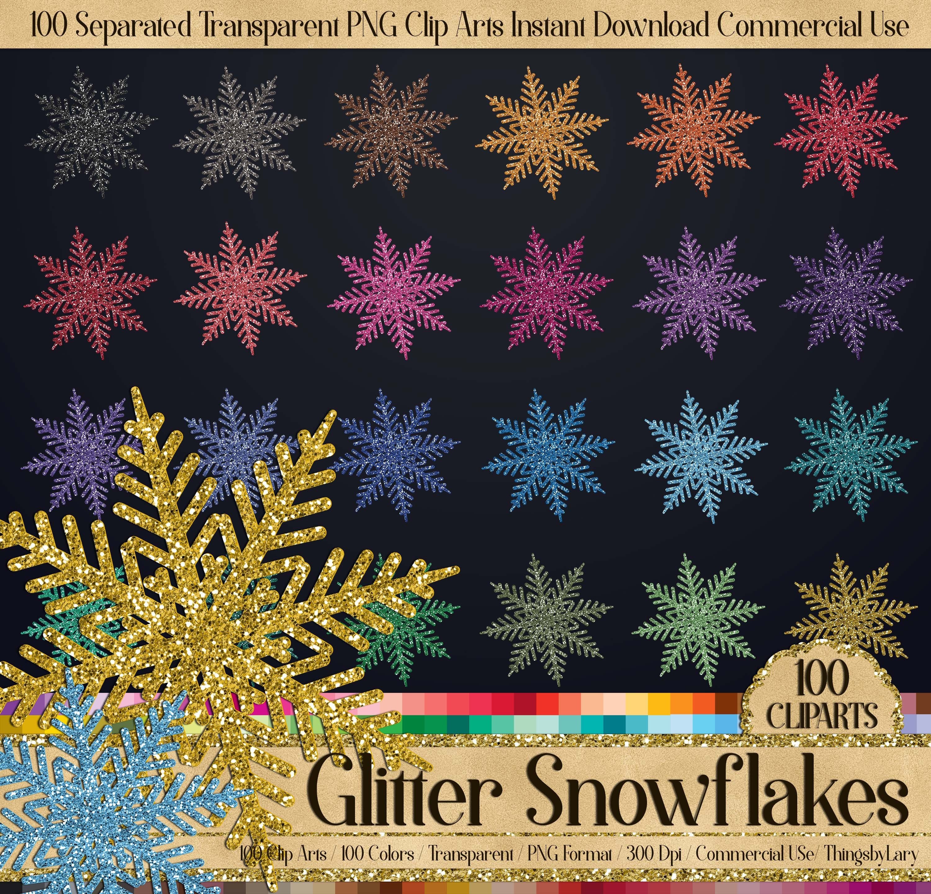 100 Glitter Winter Snowflake Clip Arts 300 Dpi Instant | Etsy