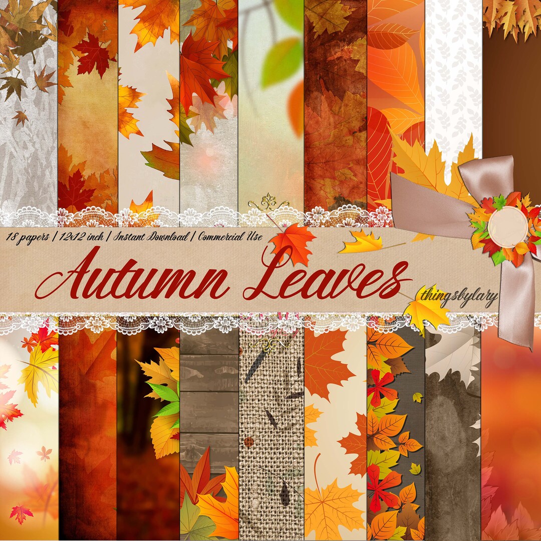 18 Fall Leaf Digital Papers 300 Dpi Instant Download Commercial Use ...