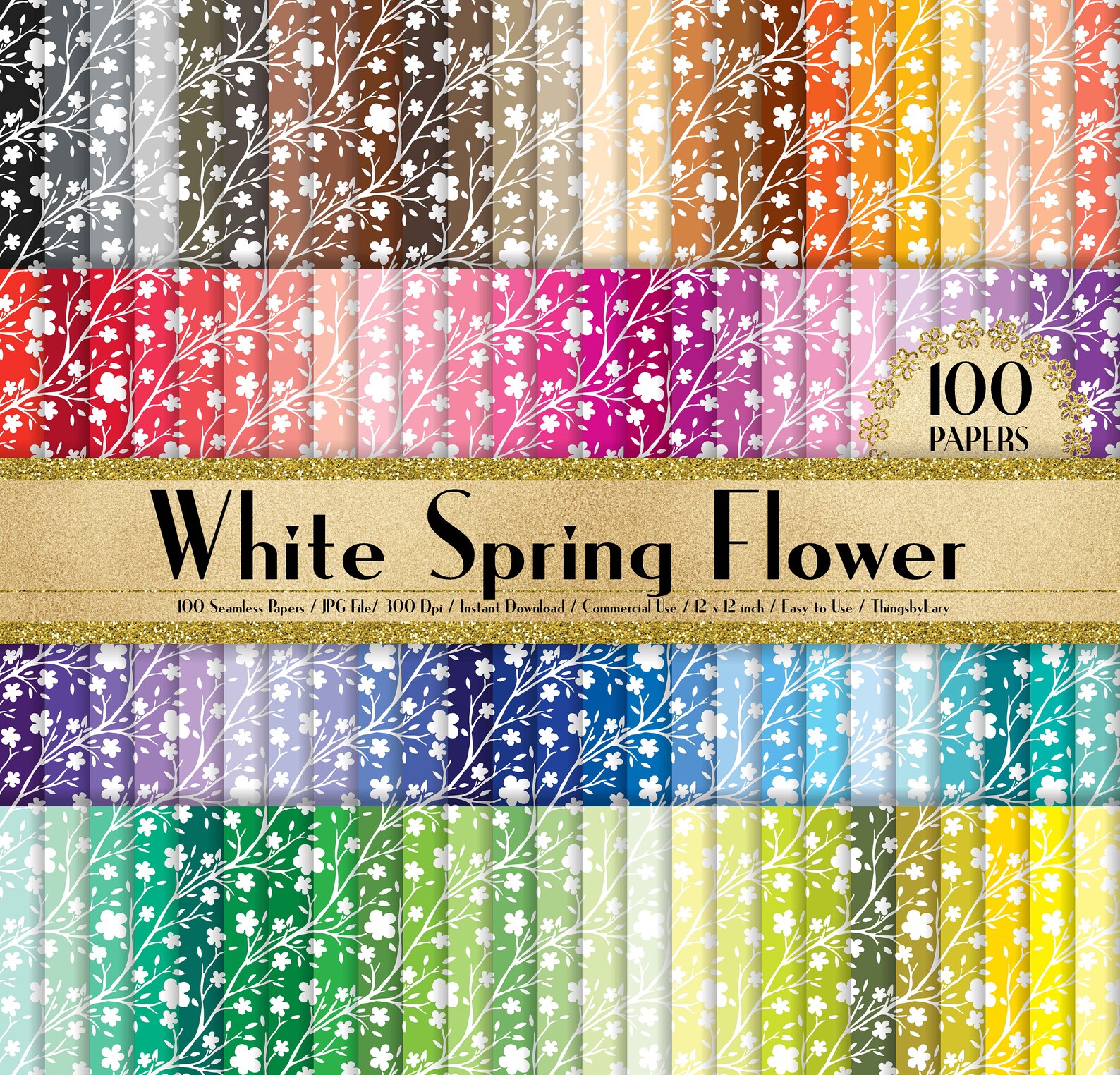 100 Seamless Spring Flower Papers in 12",cherry Blossom, Japanese ...