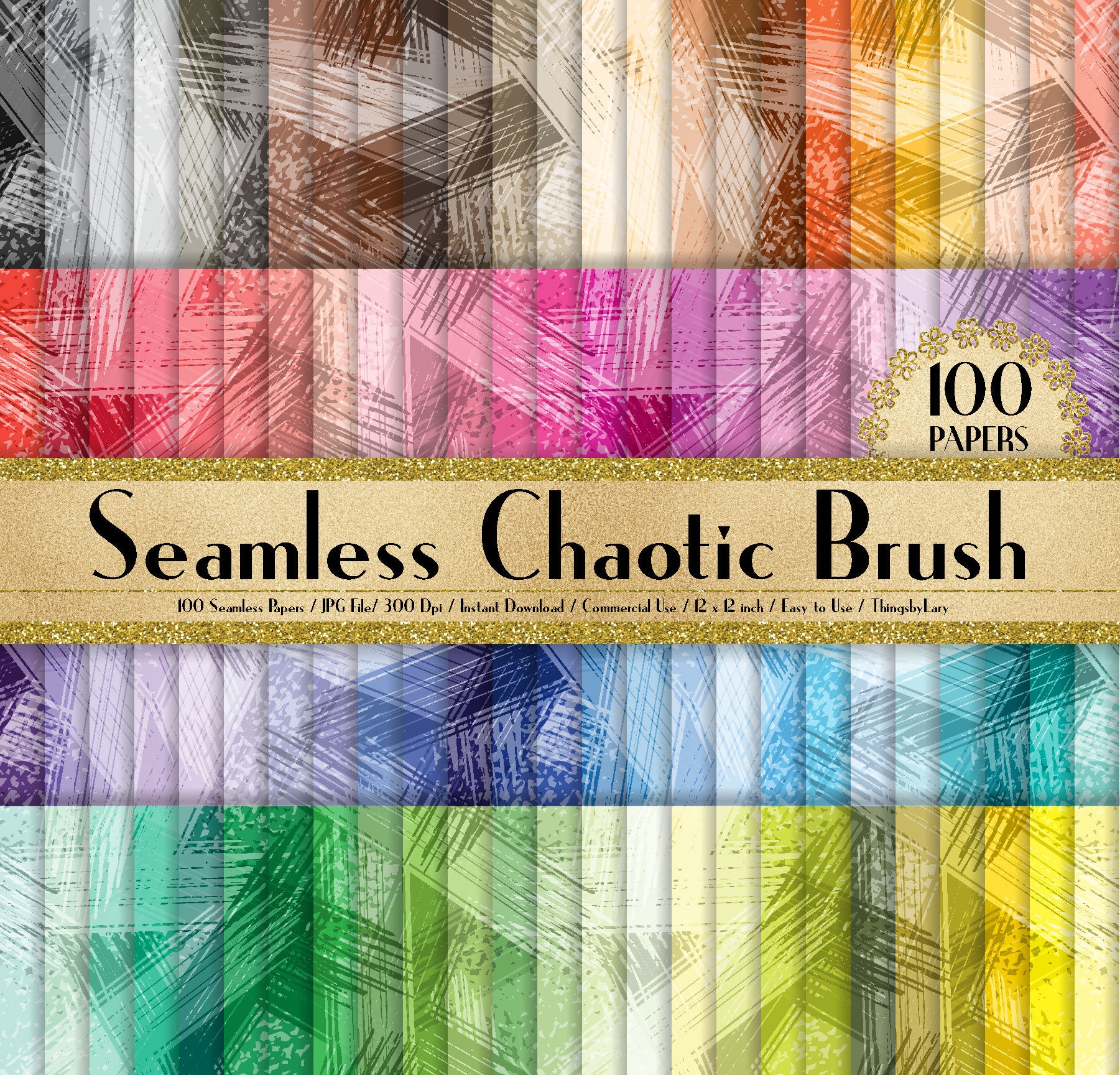 100 Seamless Chaotic Brush Stroke Papers in 12 X - Etsy