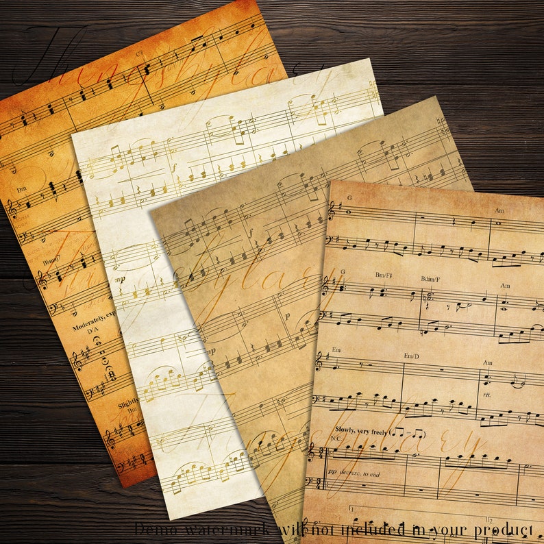16 Antique Music Sheet Papers 8.5x11 in Instant Download Commercial Use ...