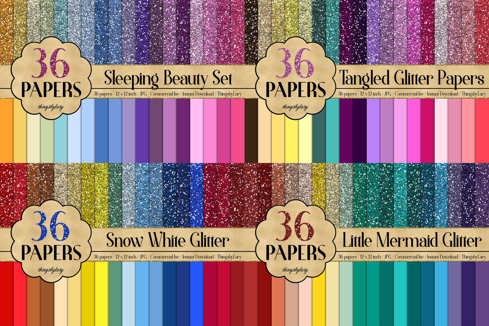 70% OFF 432 Papers, Princess Papers, Kid Theme Glitter Papers, Solid ...