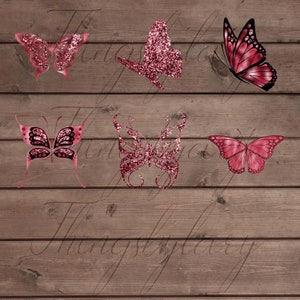 30 Red Ruby Foil and Glitter Butterfly Digital Images 300 Dpi Instant ...