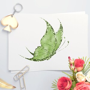 30 Greenery Foil and Glitter Butterfly Digital Images 300 Dpi Instant ...
