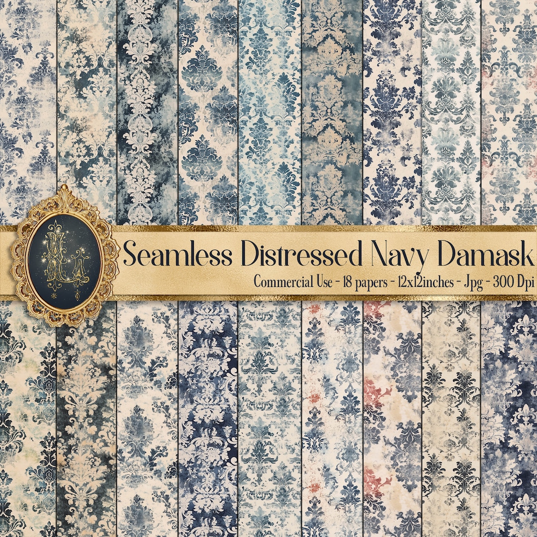 18 Seamless Vintage Distressed Grunge Damask Digital Papers Commercial ...