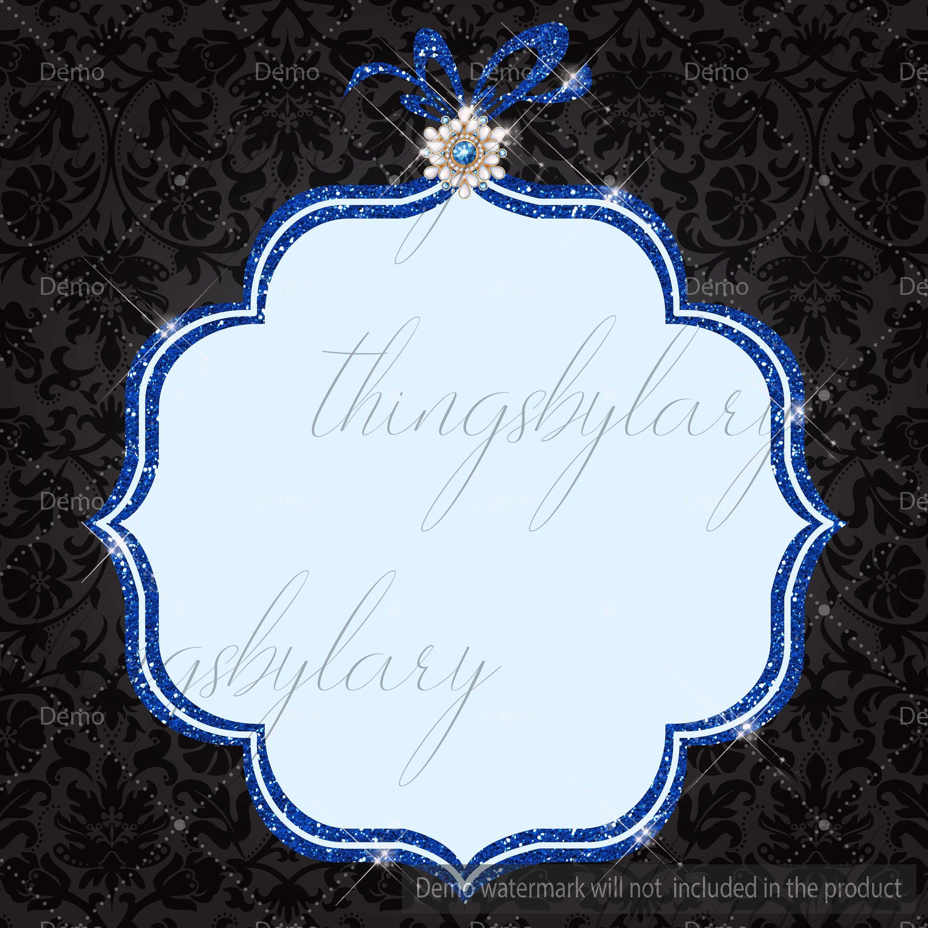 Blue Royal Frame Glitter and Jewelry Frame Clipart Glitter | Etsy