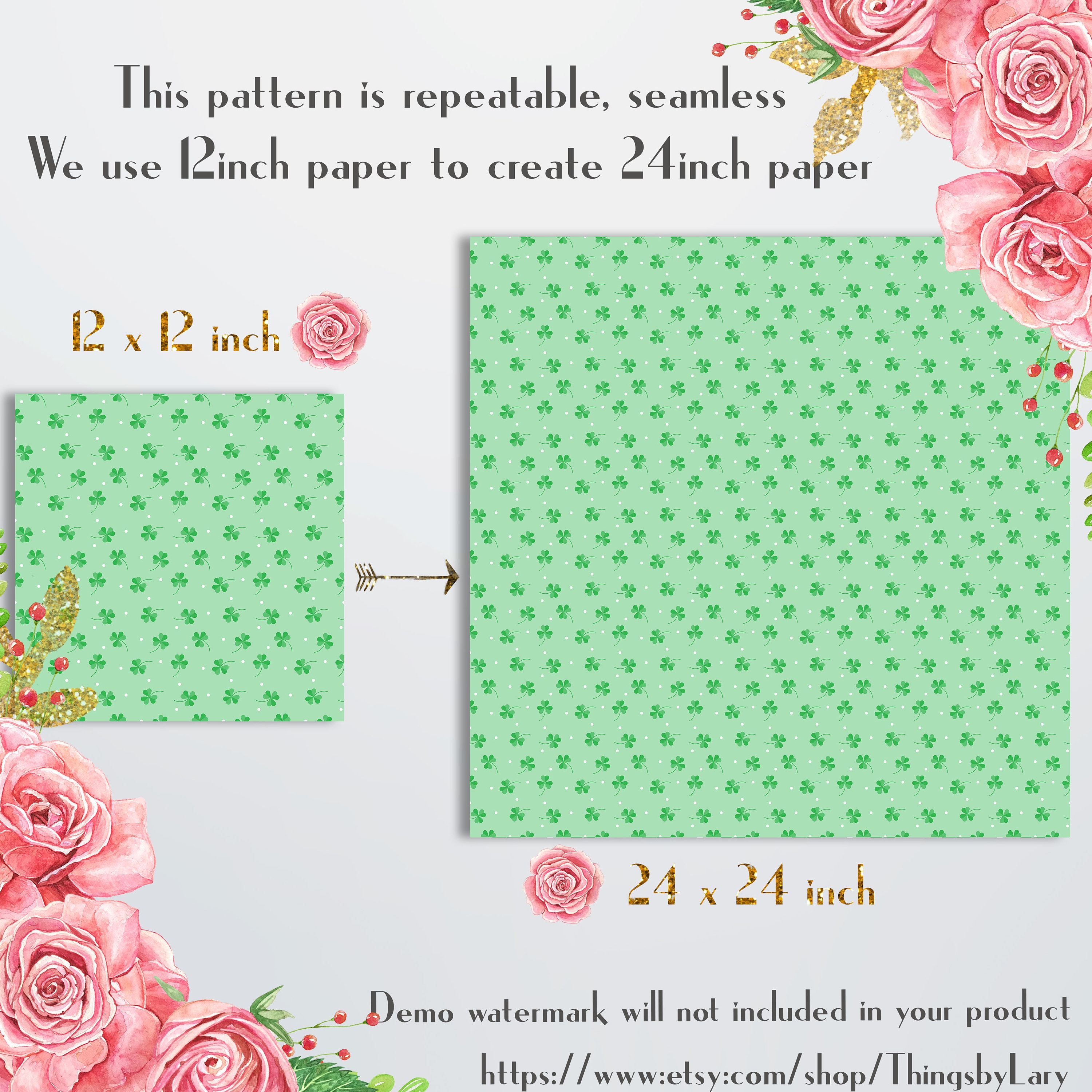 100 Seamless Clover Leaf Digital Papers 12 300 Dpi - Etsy