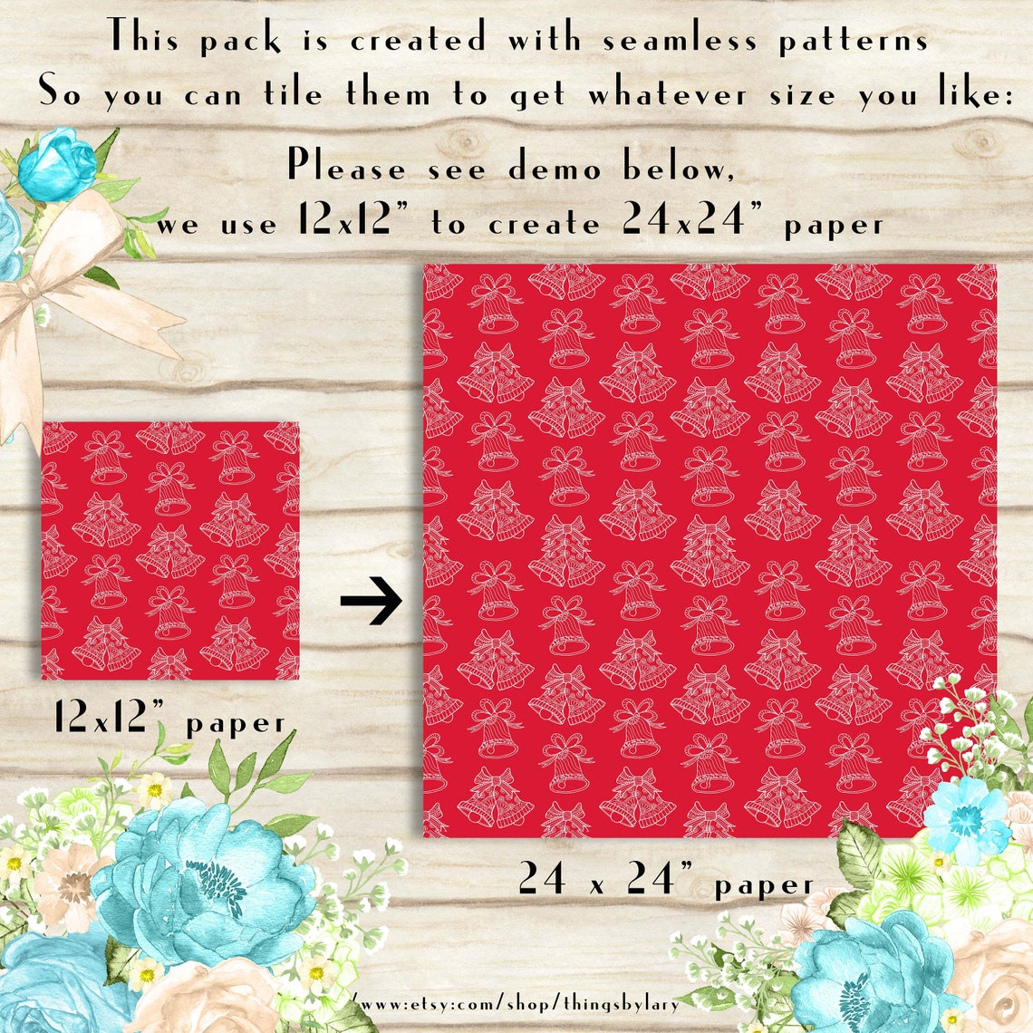 100 Seamless Hand Drawn Bell Papers in 12 X 12 - Etsy