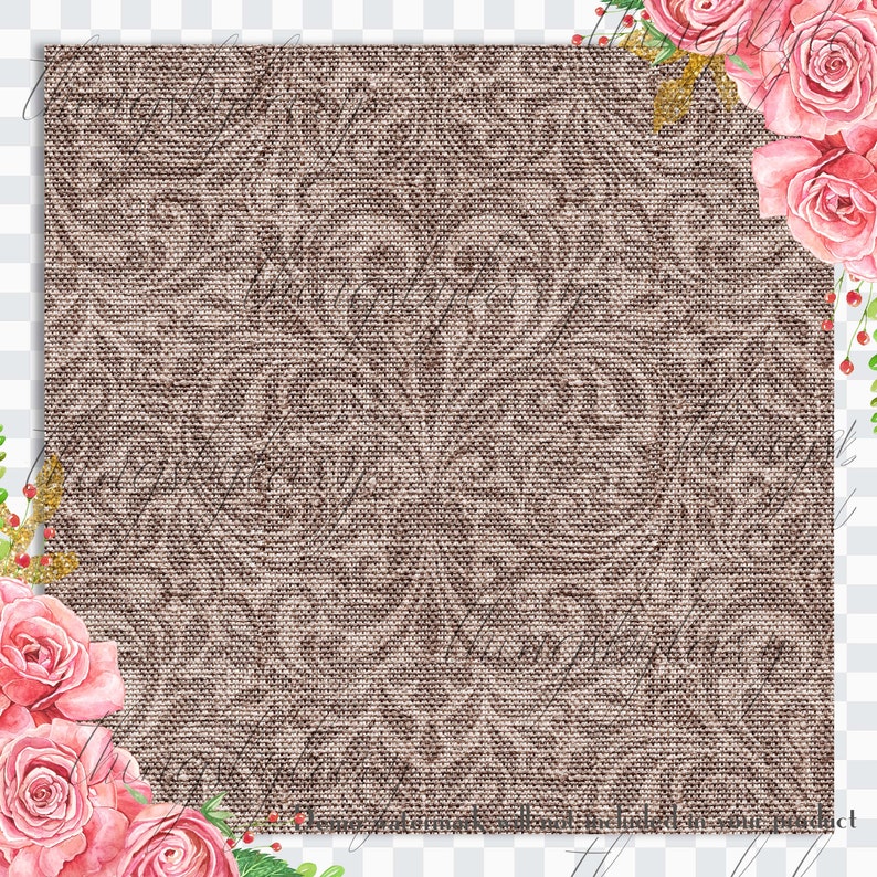 16 Seamless Vintage Damask Linen Burlap Digital Papers 12x12" 300 Dpi ...