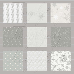 16 Seamless Silver Neutral Christmas Digital Papers 12" 300 Dpi Instant ...