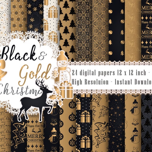 24 Red & Gold Christmas Digital Papers 12 X 12 Inch 300 Dpi - Etsy