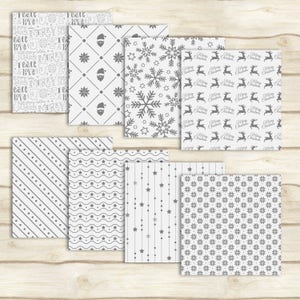 24 White and Gray Christmas Digital Papers 12 X 12 Inch 300 Dpi Instant ...
