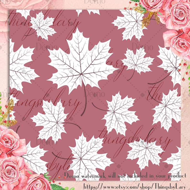 100 Seamless White Autumn Leaf Digital Papers 12 Inch 300 Dpi ...