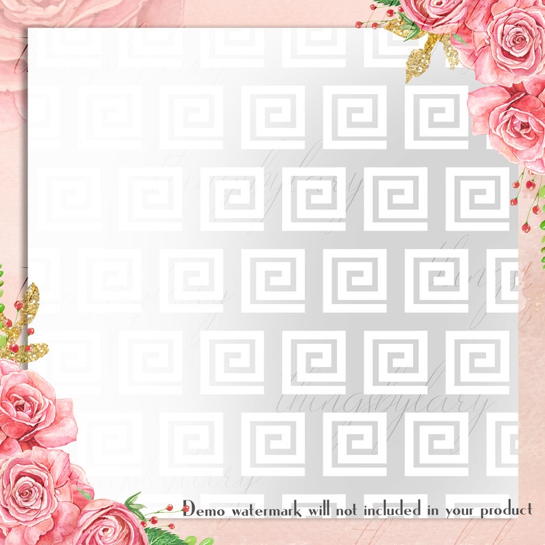 32 Gray Blended Greek Key Pattern Digital Papers 12x12 - Etsy